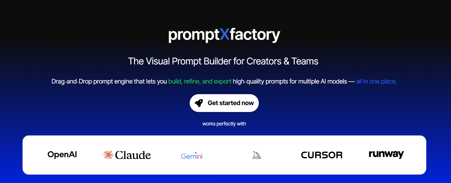 promptXFactory | The Visual Prompt Builder for Creators & Teams